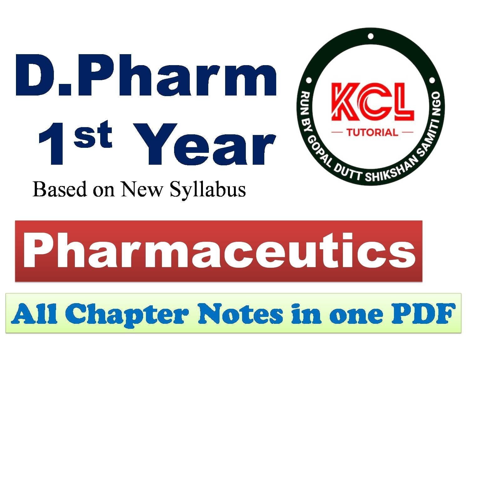 Pharmaceutics- All Chapter Notes in one PDF - KCL Pharmacy